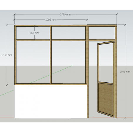 Ensemble porte et verrière en chêne, selon plans